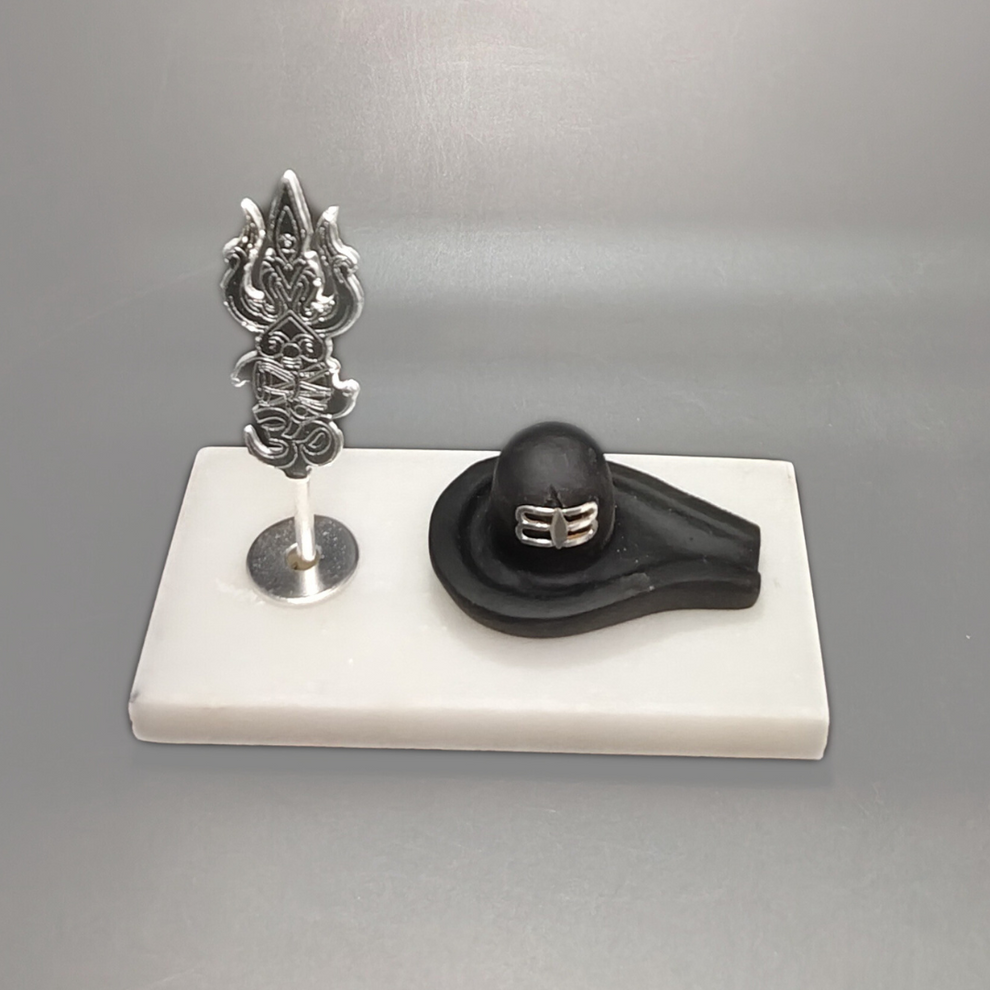Trishul with shivling on white Marble – Elunique